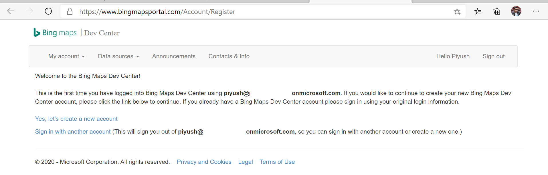 Create a new Bing Maps Key – Piyush K Singh