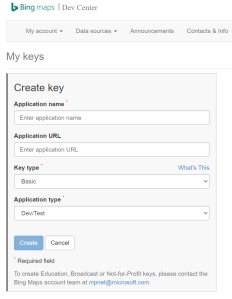 Create a new Bing Maps Key – Piyush K Singh